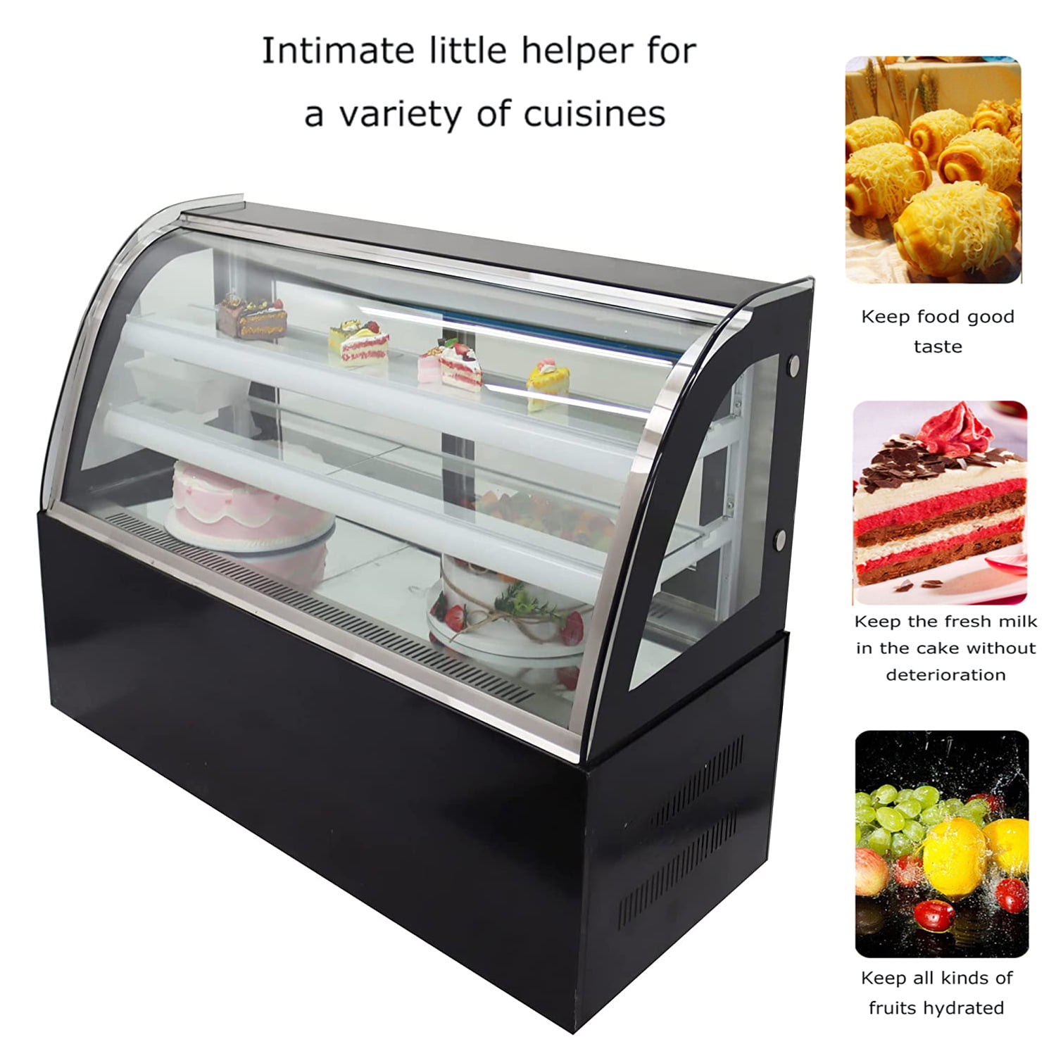 TECHTONGDA Refrigerated Cake Showcase Countertop Bakery Cabinet with ...