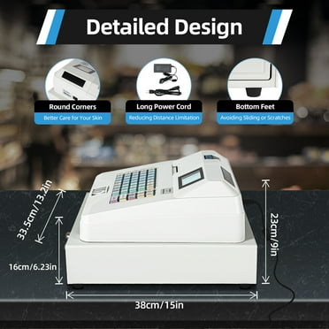 Electronic POS Syetem Cash Register,47 Keys 6 Digital LED Display with ...