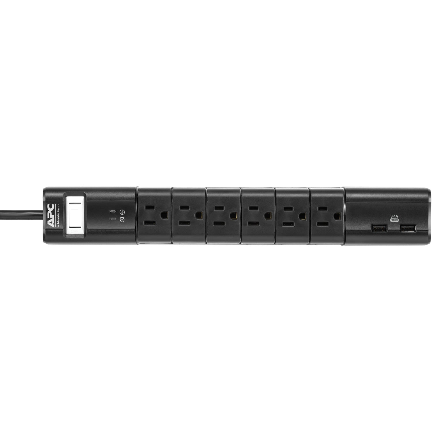 APC PE6RU3 Essential SurgeArrest 6-Rotating-Outlets Power Strip with 2 ...