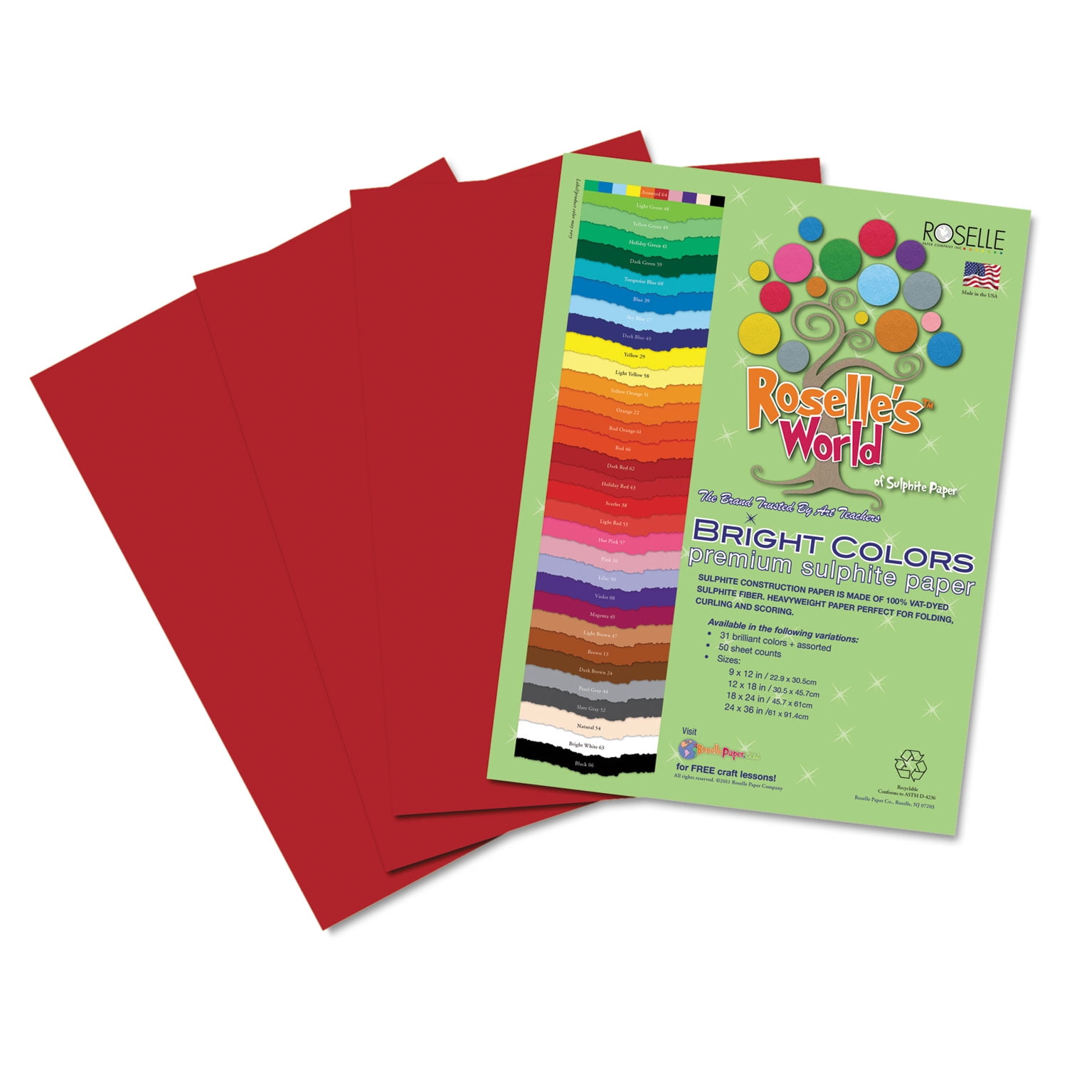 Premium Sulphite Construction Paper, 76 lbs., 9 x 12, Burgundy, 50/Pack ...