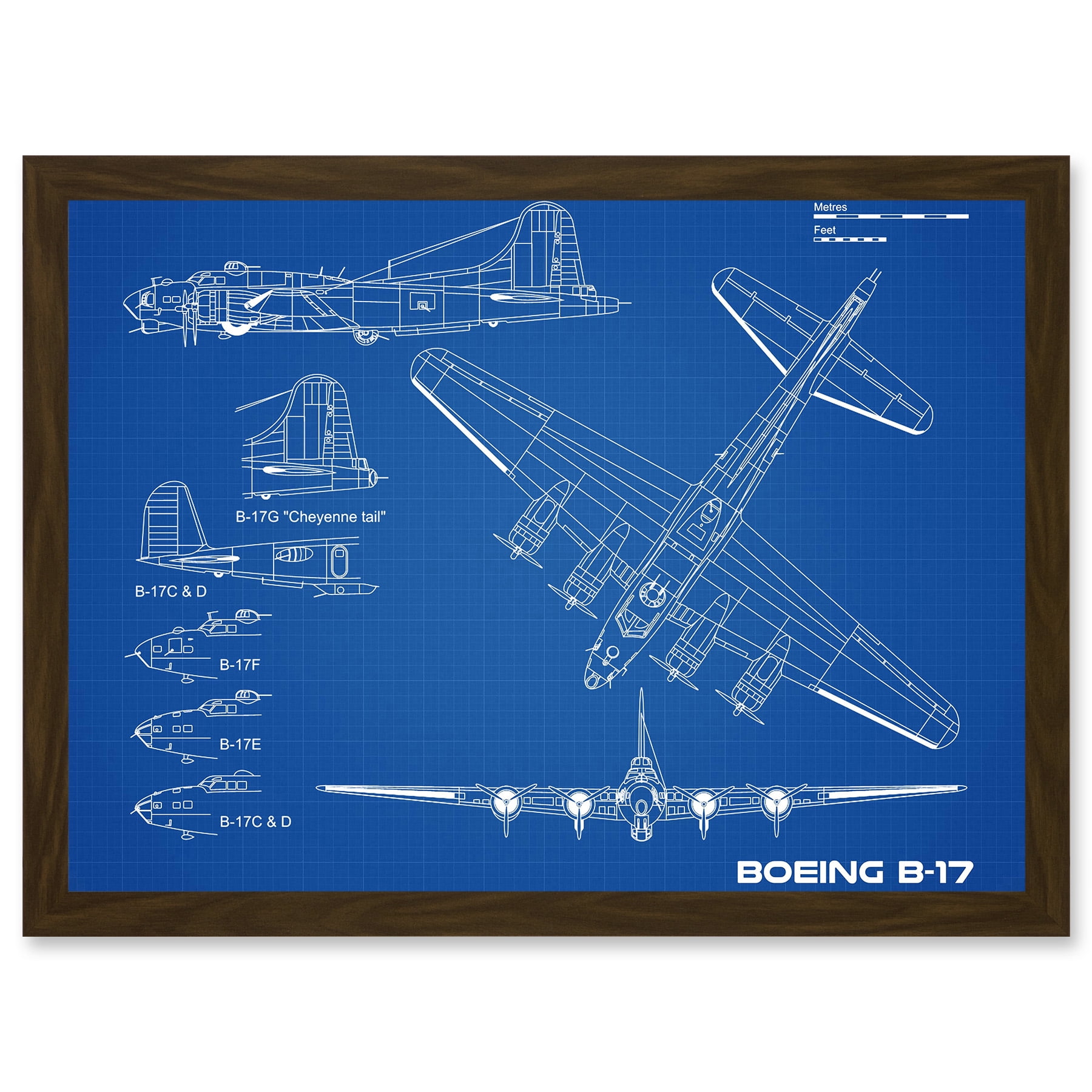 US Airforce Boeing B-17 Flying Fortress Plane Blueprint Plan Artwork ...