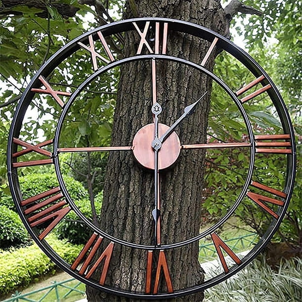 Garden Clock Outdoor Garden Wall Clock Large Roman Numeral Garden Clock ...