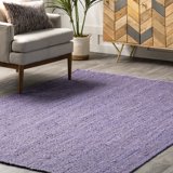 nuLOOM Rigo Hand Woven Farmhouse Jute Area Rug, 8' x 10', Purple ...