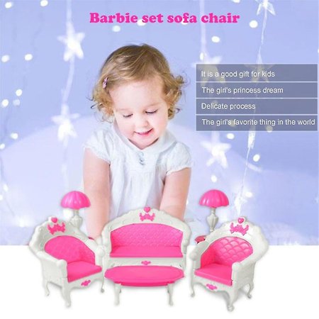 6pcs Toys For Barbie Doll Sofa Chair Couch Desk Lamp Furniture Set ...