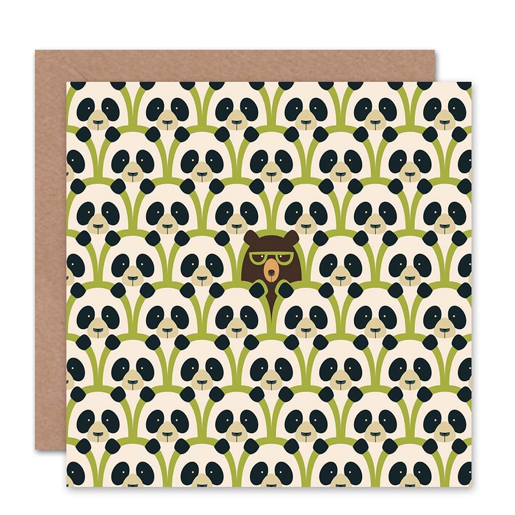 Pandas Hidden Bear Pattern Greetings Card Plus Envelope Blank inside ...