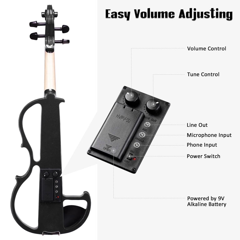 Professional Electric Fiddle Carbon Fiber Electric Violin 4/4 Full Size ...