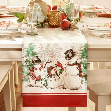 Winter Scene Lighted Snow Table Runner Set for Mantel Season Display ...