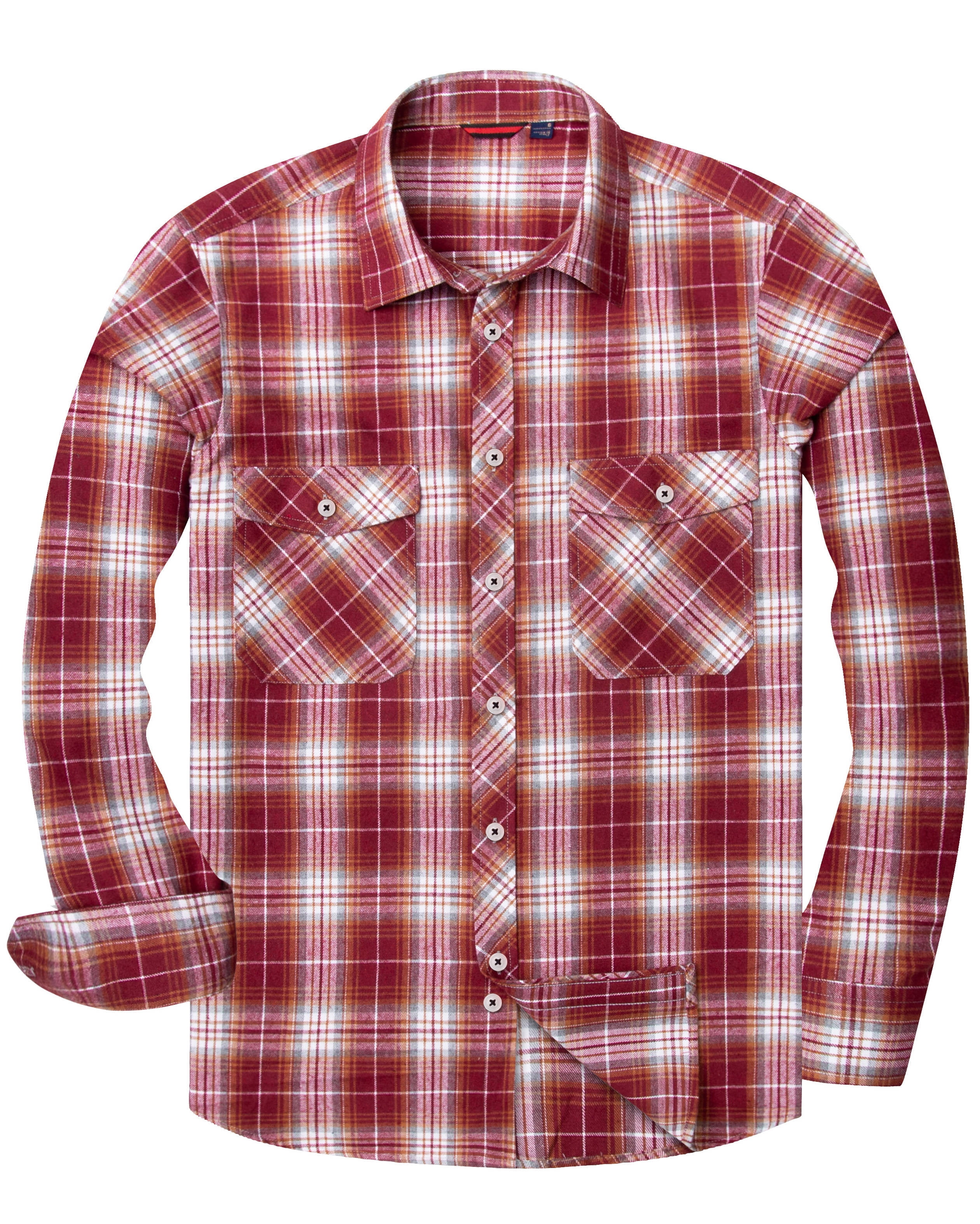 Alimens & Gentle Red Plaid Flannel Shirts for Men Long Sleeve Casual ...
