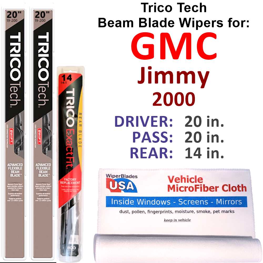2000 GMC Jimmy Beam Blade Wipers (Set of 3) w/Rear Wiper - Walmart.com