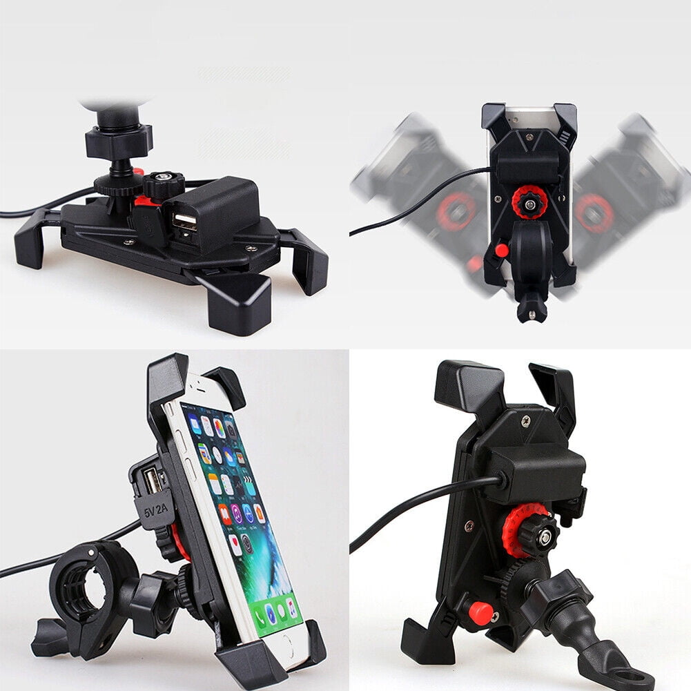 US Motorcycle Bike ATV Cell Phone GPS Handlebar Mirror Mount Holder USB ...