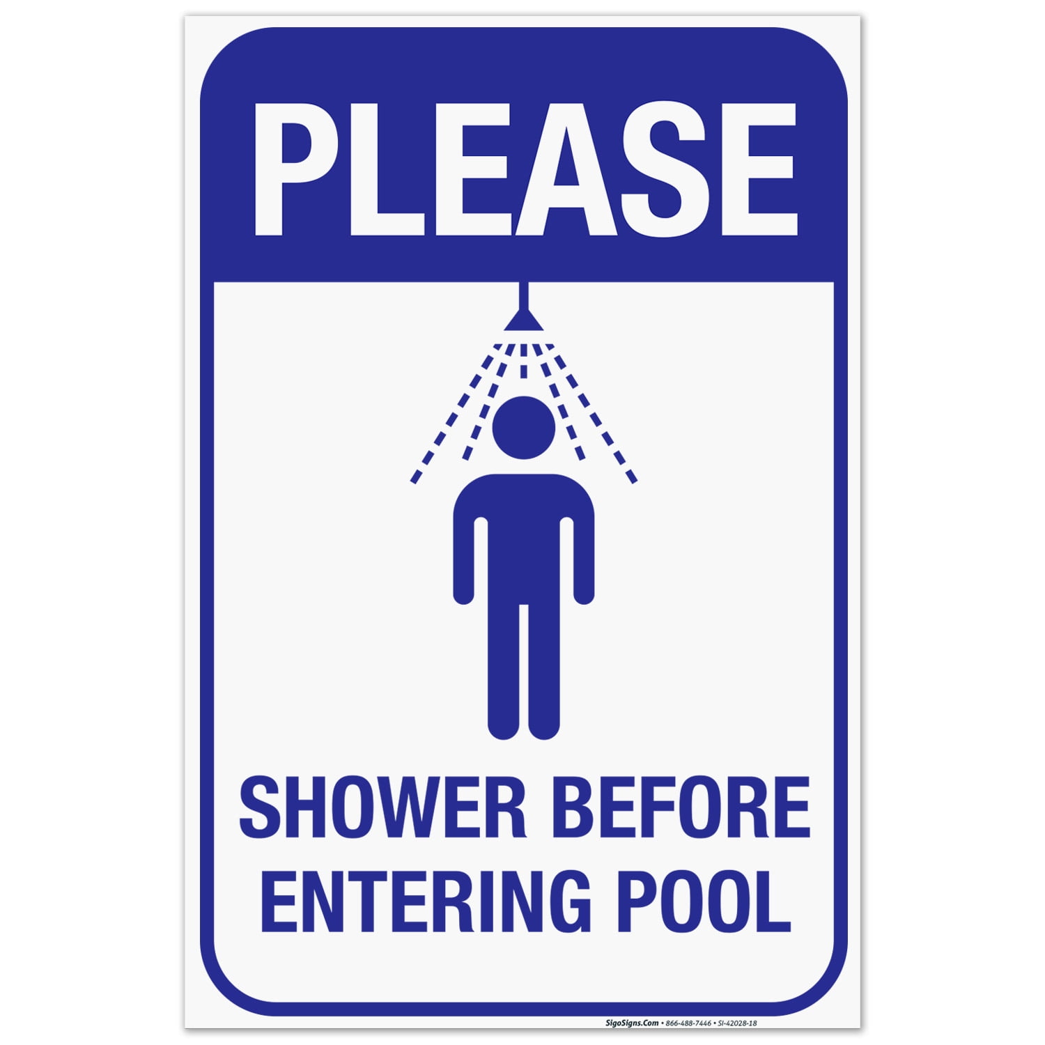 Pool Sign, Please Shower Before Entering Pool Sign, - Walmart.com