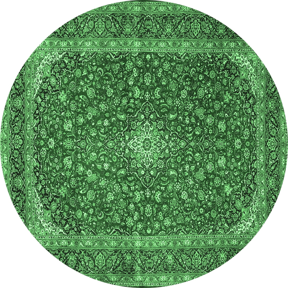Ahgly Company Indoor Round Medallion Emerald Green Traditional Area ...