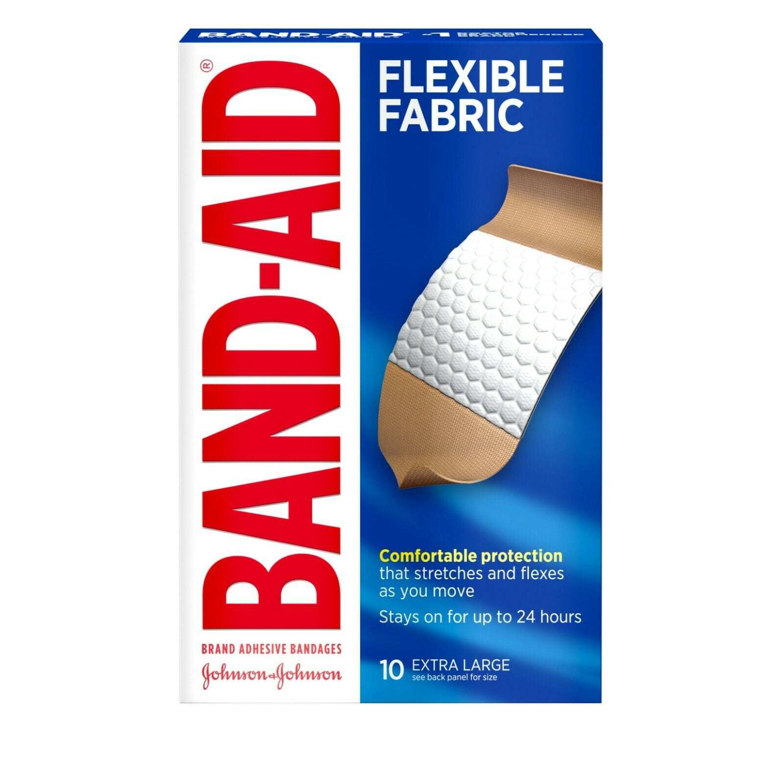 BAND-AID Flexible Fabric Bandages, Extra Large 10 ea (Pack of 2 ...