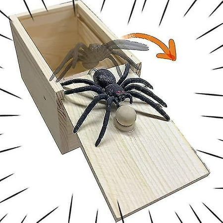 Wooden Box Spoof Fake Spider Prank Spider Scare Box Black Spider ...