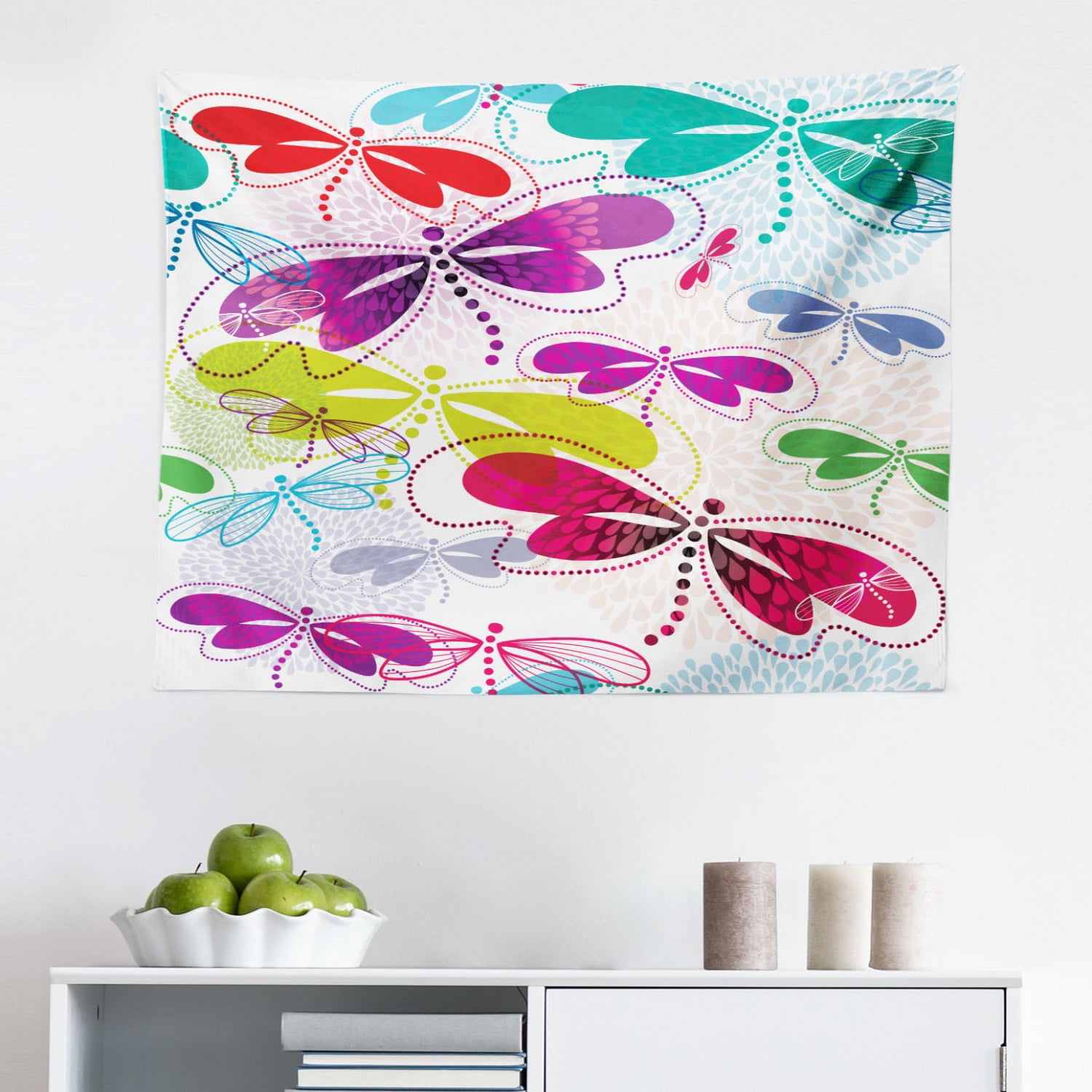 Dragonfly Tapestry, Butterfly Dragonfly Paisley Complex Motifs with ...