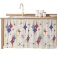 Colorful Stars Cabinet Curtains 32" W x 55" L Vintage Purple Yellow Red ...