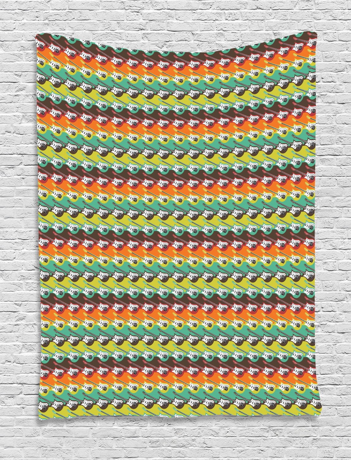 Guitar Tapestry, Abstract Stringed Instruments on Horizontal Color ...