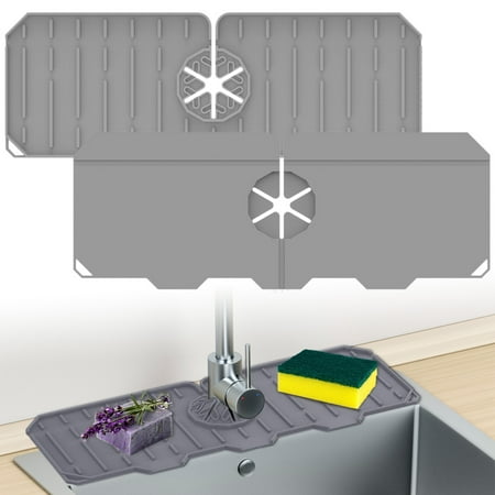 Silicone Faucet Mat Water Catcher Mat Foldable Absorbent Pad Dish ...