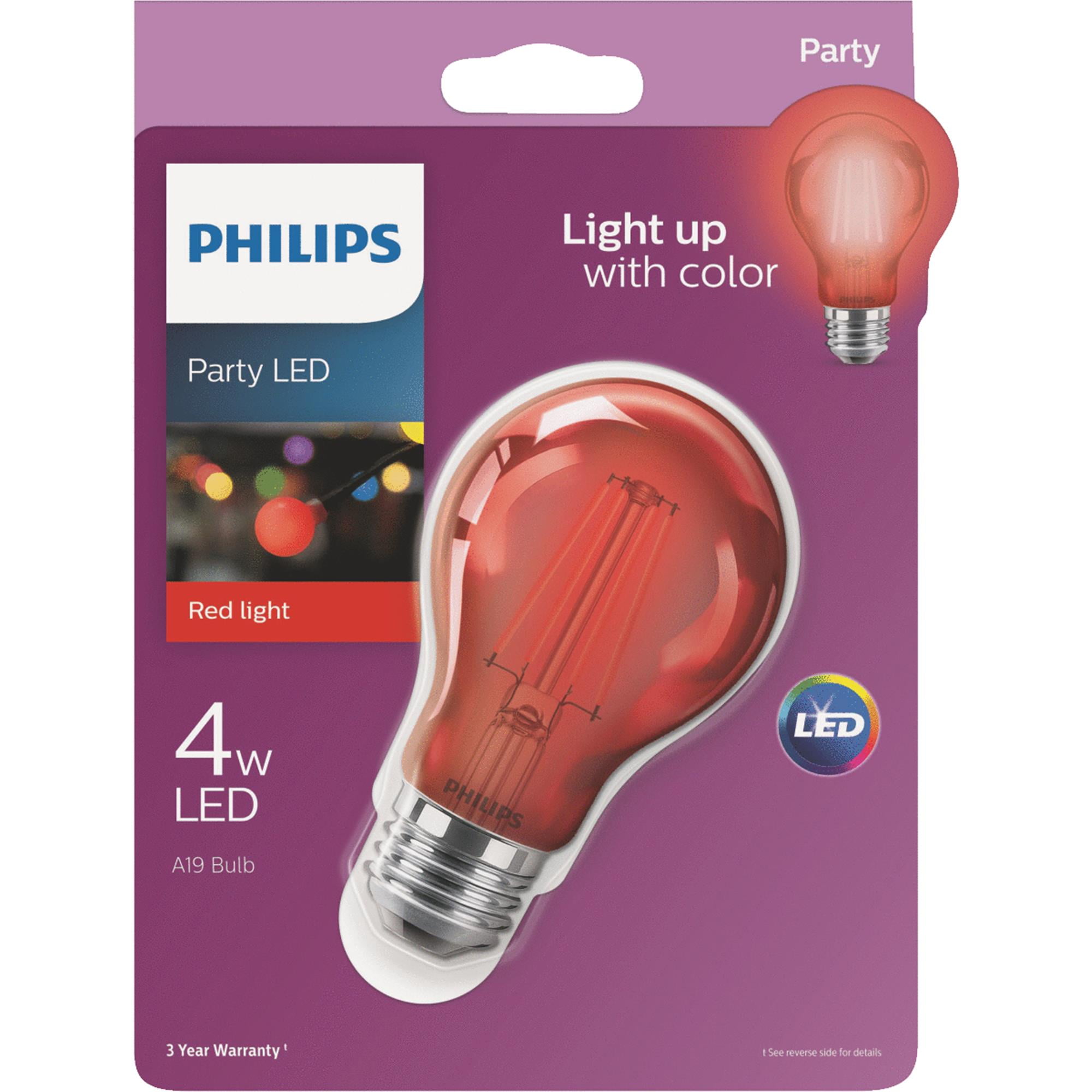 Philips A19 Medium Indoor/Outdoor LED Decorative Party Light Bulb ...
