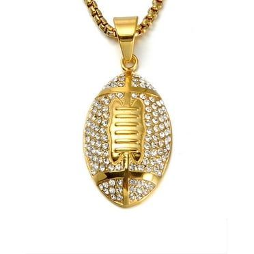 14k Yellow Gold Football Pendant for Men and Unisex, American Sports ...