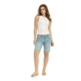 Jordache Women's High Rise Bermuda Shorts, Relaxed Fit, Stretch Denim ...