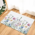Colorful Floral Door Mat Watercolor Wildflowers Leaf Herbs Country Non ...