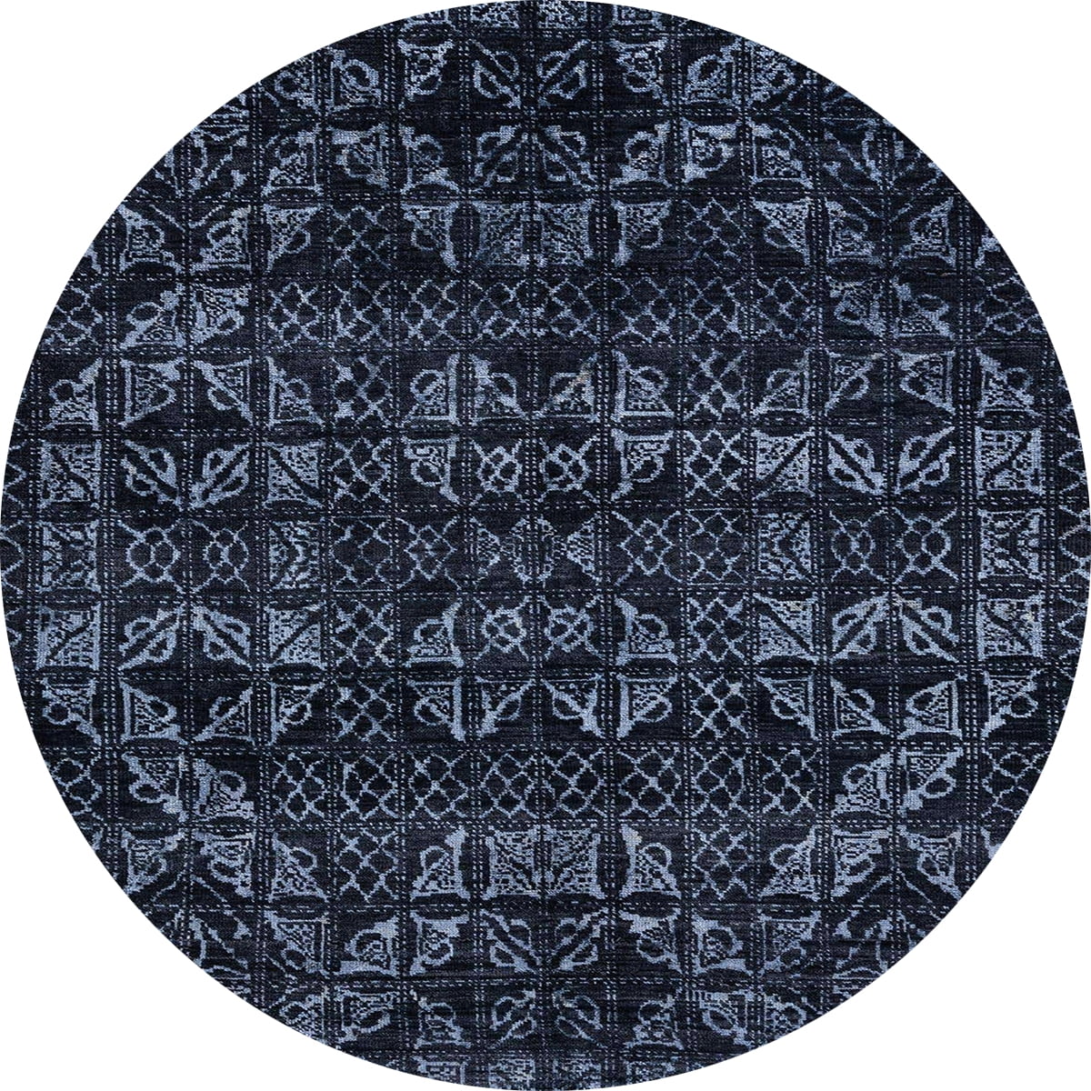Ahgly Company Indoor Round Abstract Blue Abstract Area Rugs, 4' Round ...