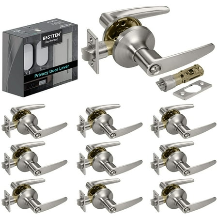 [10 Pack] LZMY Privacy Door Lever with Removable Latch Plate, Door ...