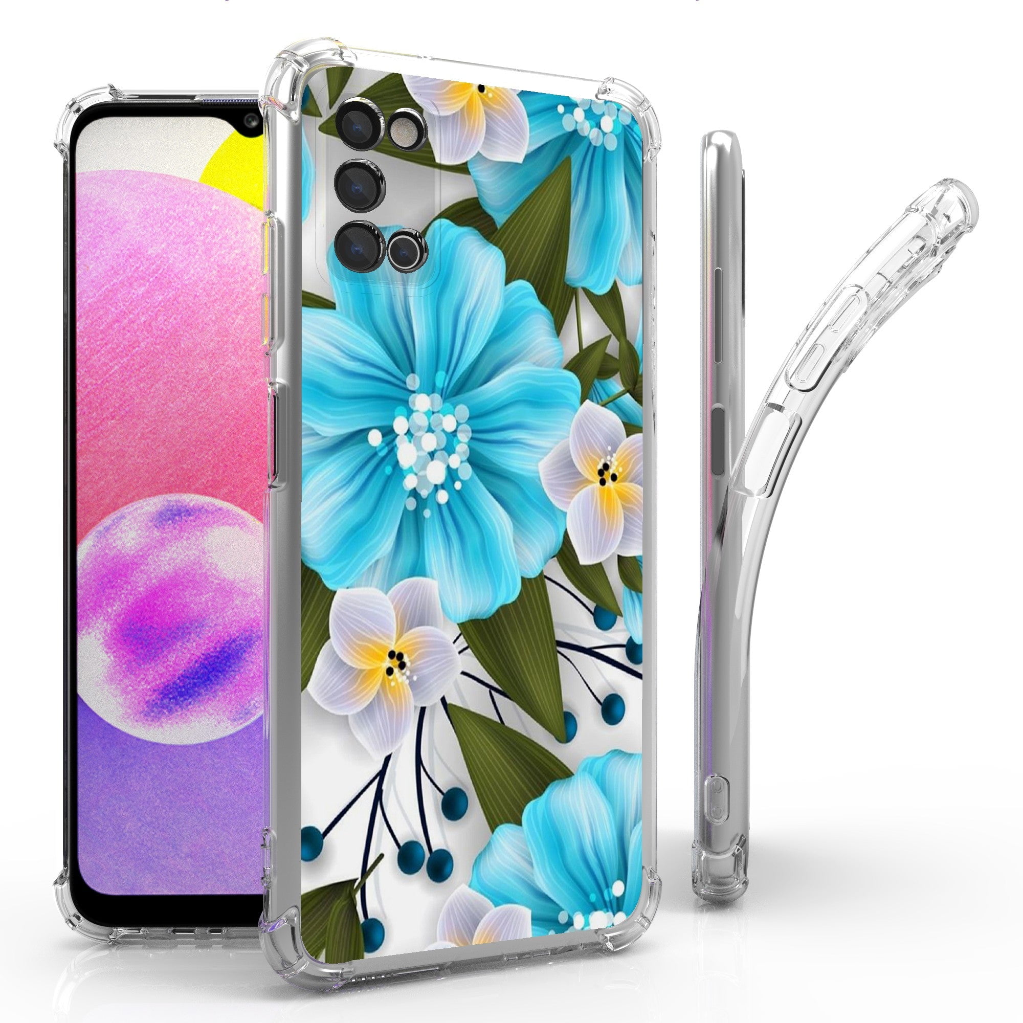 Flex Gel Slim Transparent Designed For Samsung Galaxy A03S Case Floral ...