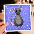 3drose, Cute Grey Rat Blue Star Background, 6 Greeting Cards with ...