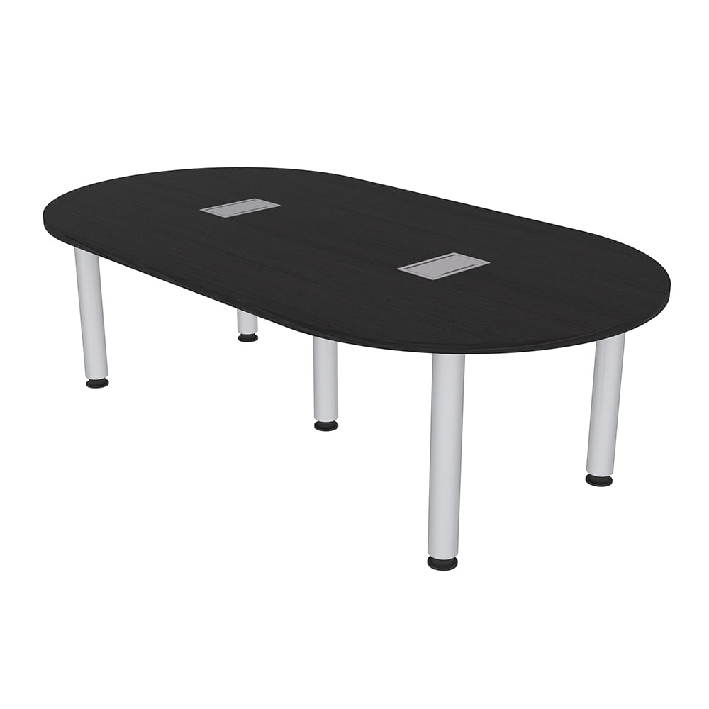 7 Foot Racetrack Conference Room Table Power And Data Silver Post Legs ...
