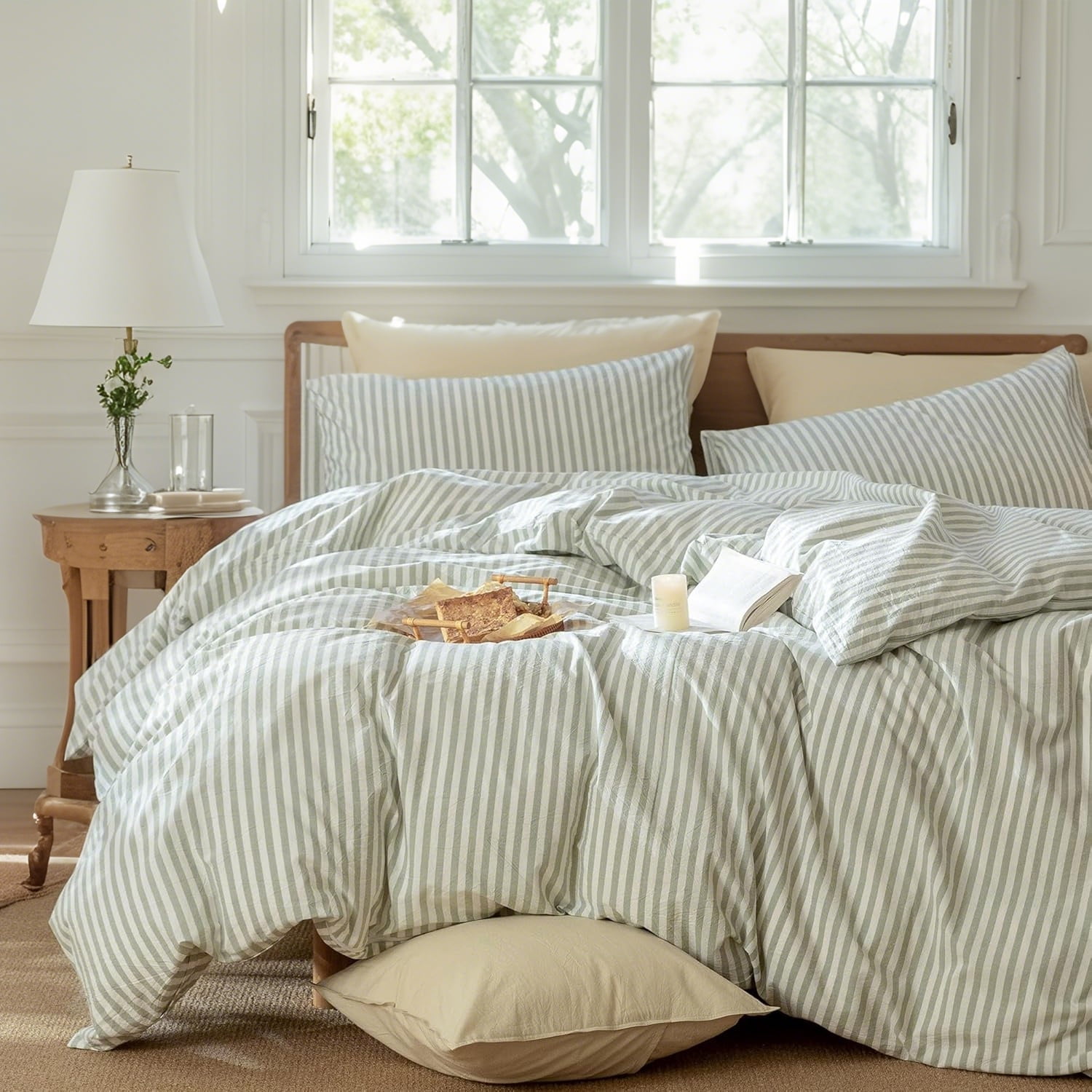 Click here for Jolusere 100 Organic Cotton Striped Duvet Cover Qu... prices