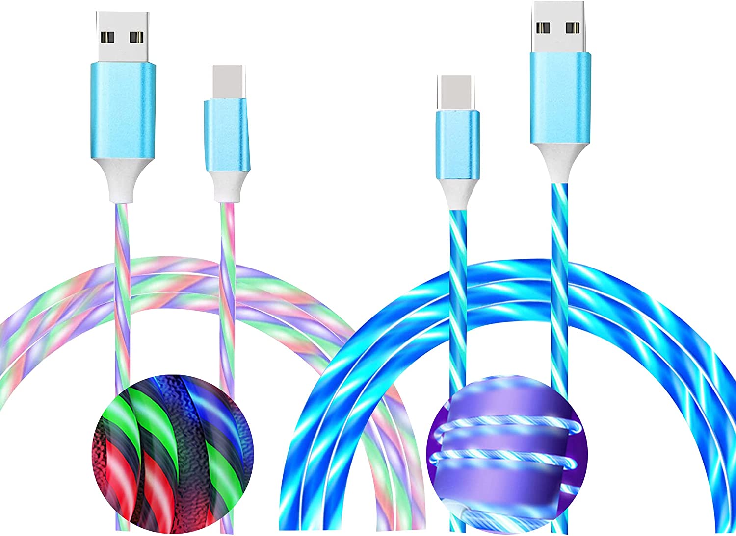 Light up Type C Charging Cable LED Lighted USB C Cable for Samsung S10 ...