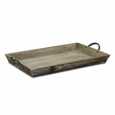 Metal Gold Rectangular Serving Tray with Oval Design and Handles ...