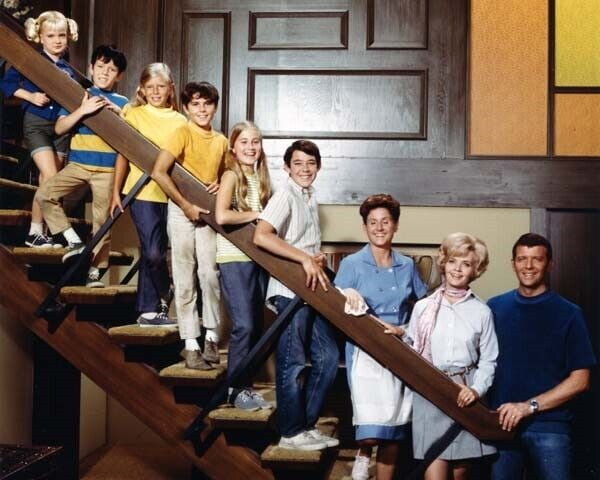 The Brady Bunch classic family line-up season one on staircase 16x20 ...