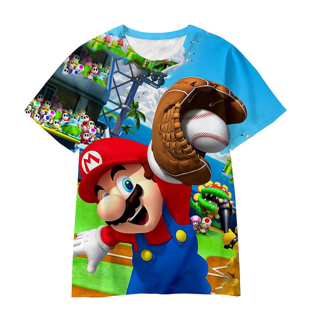 Camiseta de dibujos animados de Super Mario Bros con cuello redondo y ...