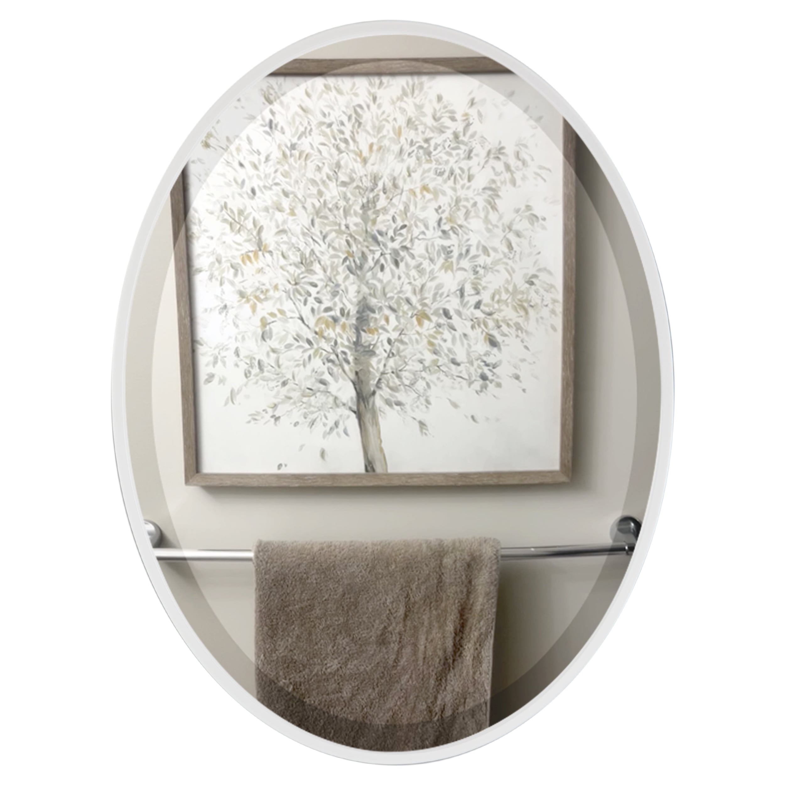 OVALCREST - Singapore Framed Floating Oval Mirror - Linen White - 18 5/ ...