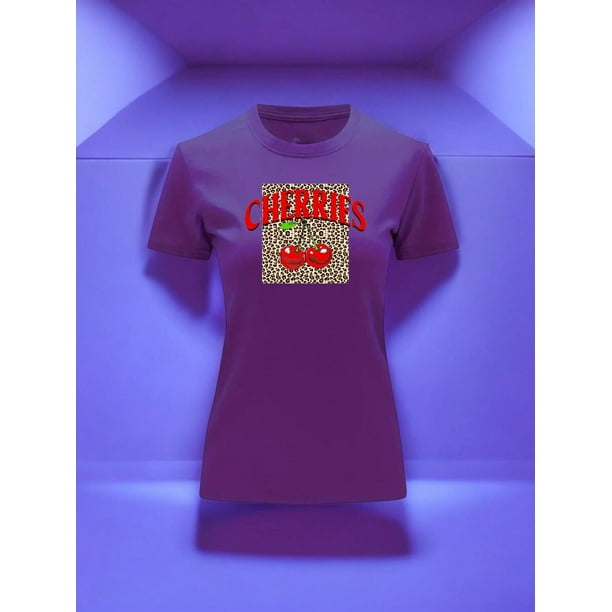 Playera Blusa De Cerezas Cherries Con Fondo Animal Print Vintage Color ...