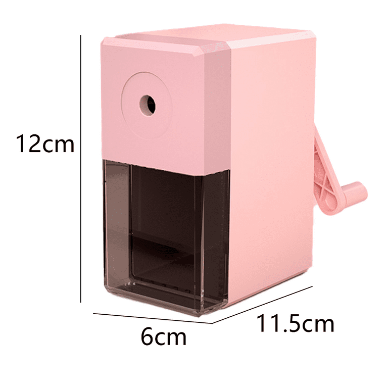 Small pencil sharpener perfect for teachers and home school supplies in blackPink hand crank