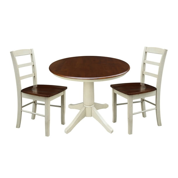 36" Round Dining Table and 2 Madrid Chairs - Almond/Espresso - 3 Piece ...