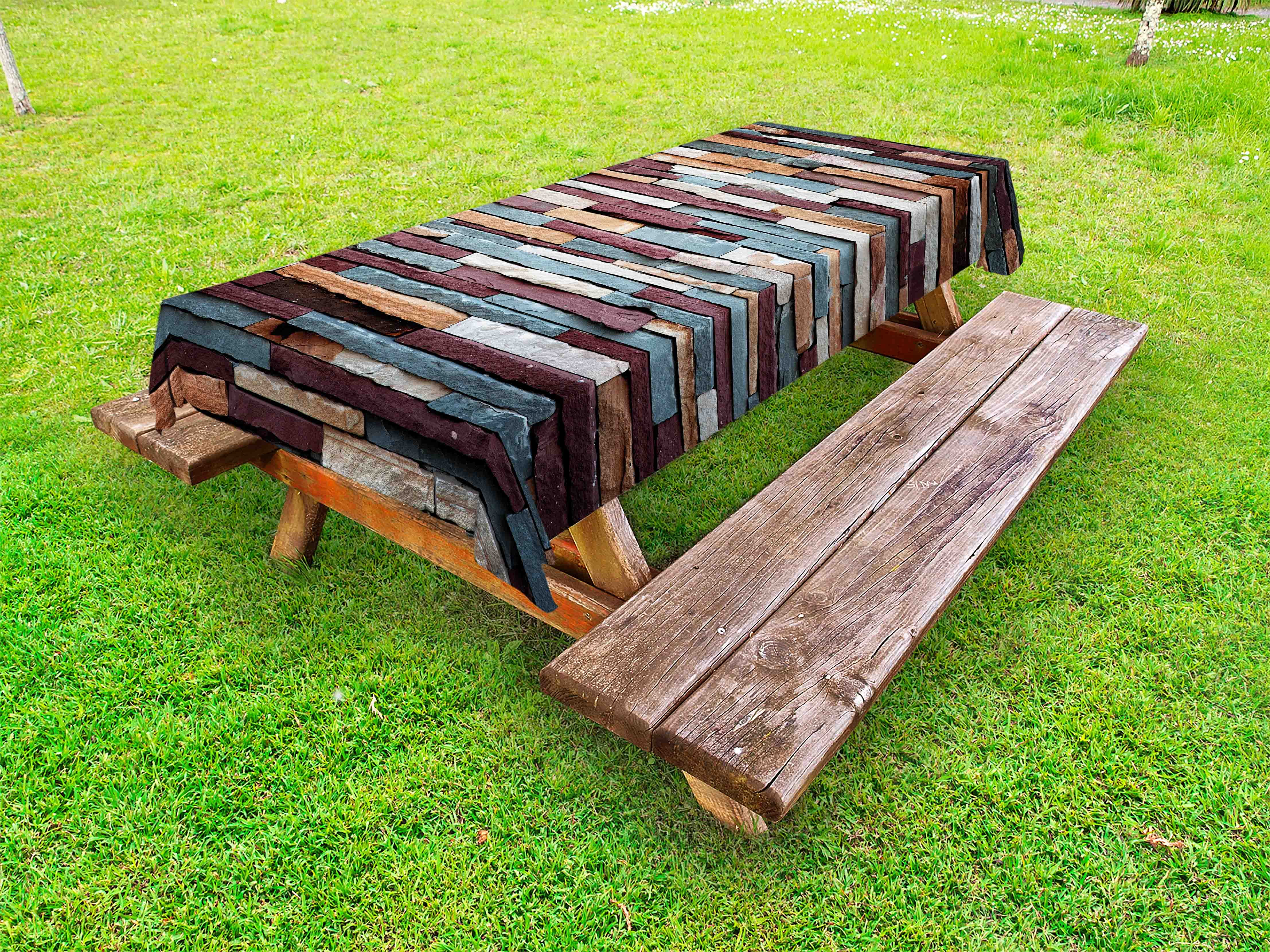 Urban Outdoor Tablecloth, Colored Stone Surface Texture Background ...