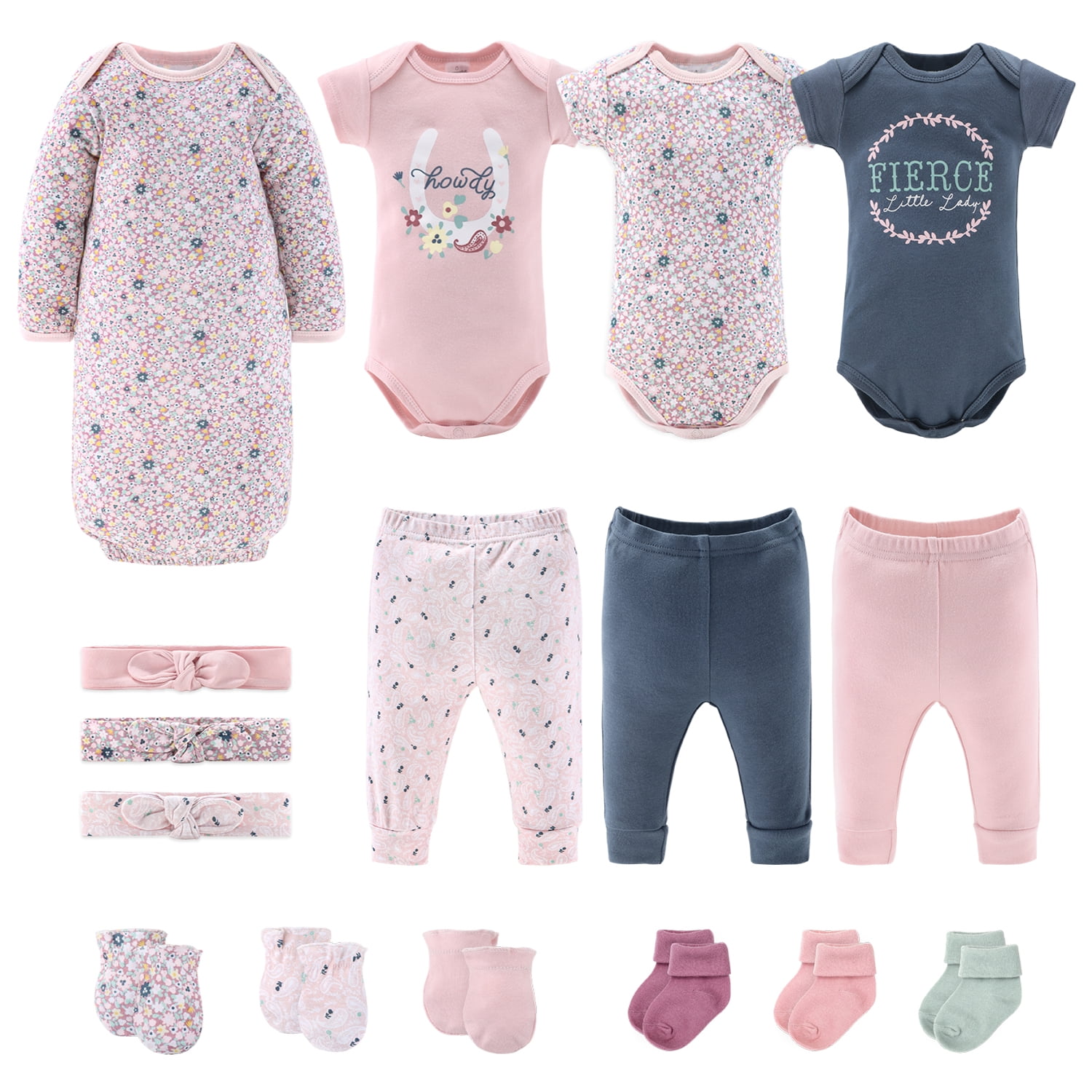 The Peanutshell Newborn Layette Gift Set for Baby Girls, Blue Pink ...