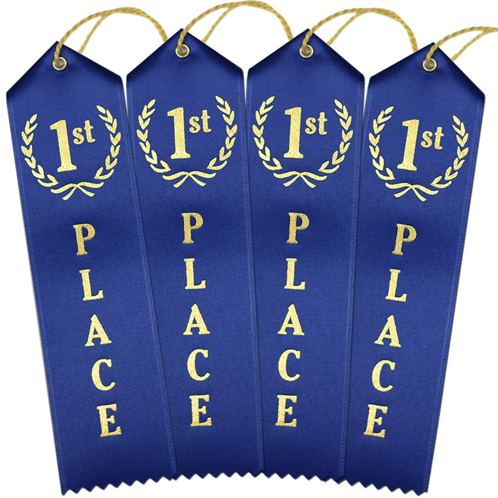RibbonsNow 1st Place Award Ribbons - 100 Blue Ribbons with Card ...
