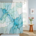 Bathroom Shower Curtain Gradient Teal Marble Texture Waterproof Shower ...