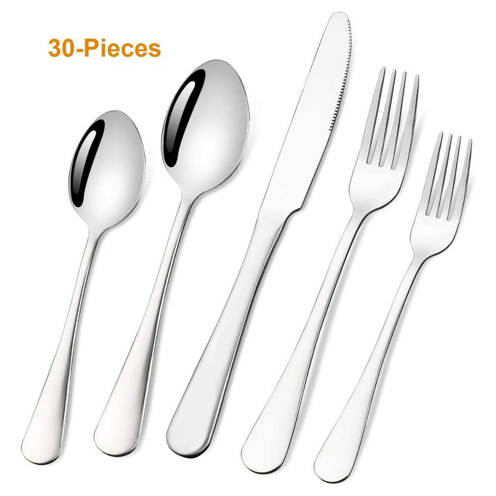 30 Pieces Silverware Set With Serving Set Stainless Steel Modern