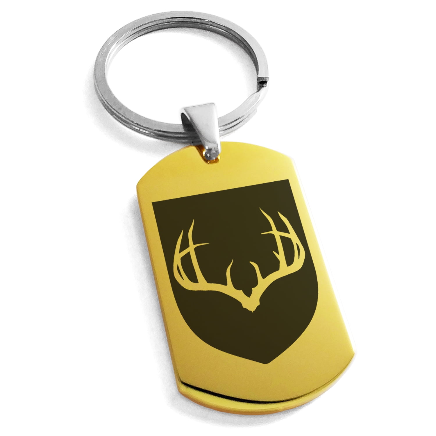 Stainless Steel Antlers Fortitude Coat of Arms Shield Engraved Dog Tag ...