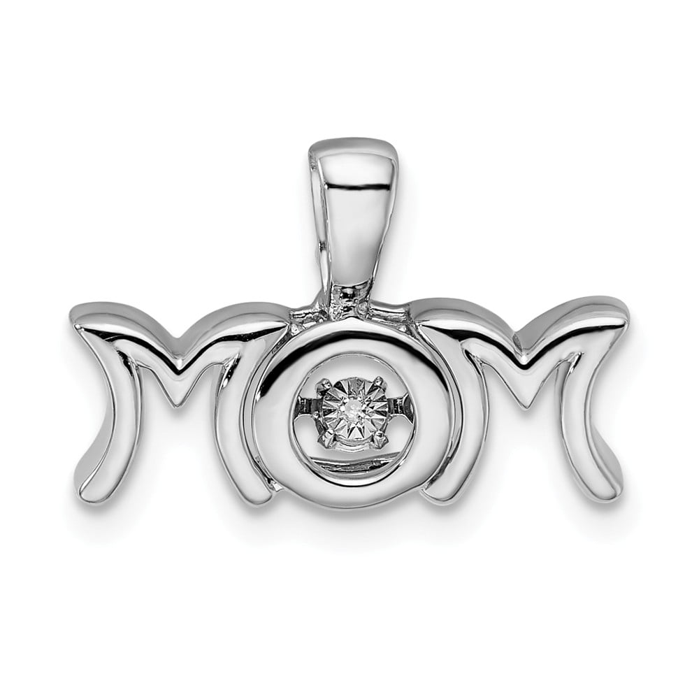 Sterling Silver Rhodium-plated Vibrant Diamond Mom Pendant - Walmart.com