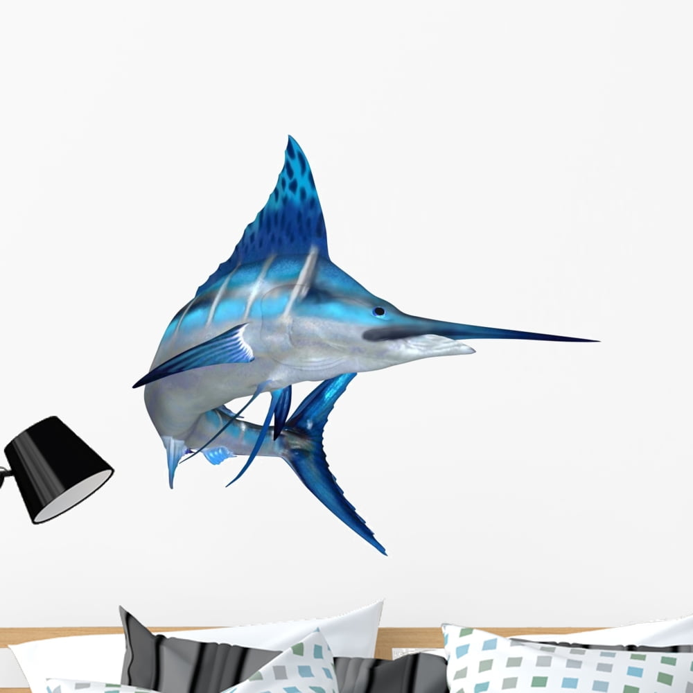 Blue Marlin Ocean Fish Wall Decal by Wallmonkeys Peel and Stick Graphic ...