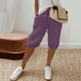 ADSSDQ Bermuda Shorts for Womens Knee Length Cotton Linen Elastic Waist ...
