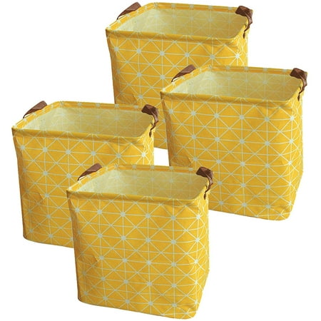 13" Square Canvas Toy Storage Bins Basket with Handle Collapsible Toy ...